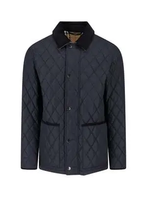 Burberry Quilted Jacket With Band Collar - Black