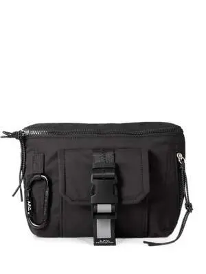 A.p.c. Mini Nylon Crossbody Bag With Climbing Rope Zip Pull - Nero