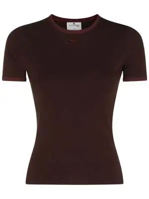 COURREGES Slim-fit Cotton T-shirt With Embroidered Logo - Bordeaux