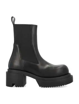 Rick Owens Bogun Beatle Leather Chelsea Boots With Mega Creeper Sole - Nero