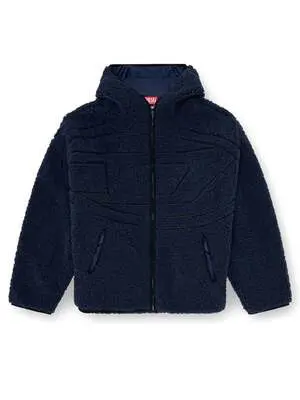 DIESEL® Diesel Hooded Loose-Fit Zip-Up Jacket With D-Rope Embroidery Blu