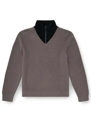 DIESEL® Ribbed Wool-cotton Half-zip High-neck Sweater