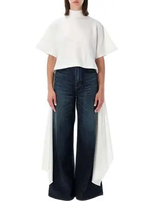 Alaïa Asymmetrical High-low Cotton Top - Bianco