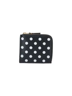 Comme Des Garçons Polka Dot Zip-around Wallet - Black