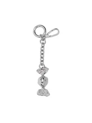 MAISON MARGIELA Ovine Leather Keychain With Decorative Charm - Silver