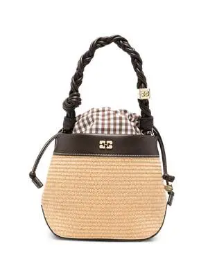 GANNI Braided Mini Pouch Handbag With Adjustable Shoulder Strap - Marrone