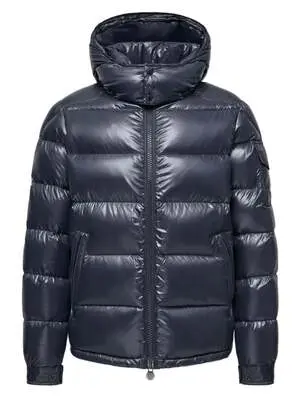 Moncler Down-filled Hooded Puffer Jacket With Detachable Hood And Drawstring Hem - Blu