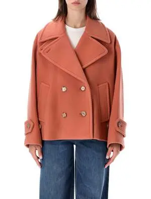 Chloé Virgin Wool Double Breasted Coat - Cedar Pink