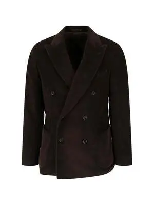 LARDINI Tailored Notch Lapel Cotton Jacket - Brown