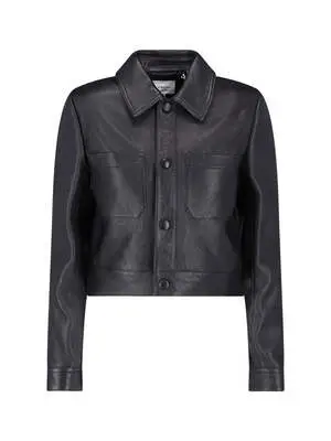 FRAME 100% Lamb Leather Classic Collar Jacket - Black