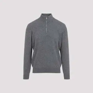 Brunello Cucinelli Cashmere Half-zip Pullover Sweater - Grey