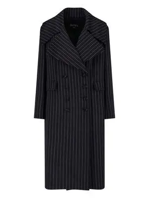 DONDUP Pinstripe Virgin Wool Blend Double-breasted Blazer - Black