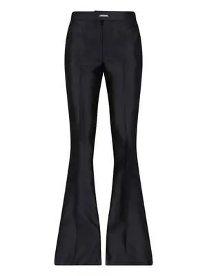 DONDUP Silk-cotton Blend Flare Trousers - Black