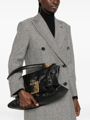 Balmain Medium Leather Tote With Buckle Detail