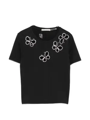 Alice + Olivia Cindy Embellished Cut-out T-shirt - Black