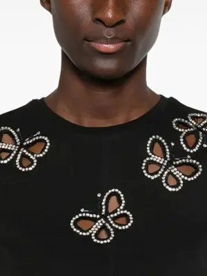 Alice + Olivia Cindy Embellished Cut-out T-shirt - Black