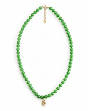 INARI JEWELLERY Quartz Necklace With Citrine Portrait Pendant - Green