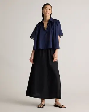 Quince Cotton-silk Voile Short Sleeve Blouse