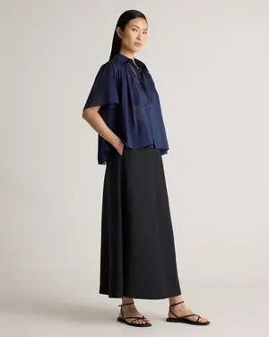 Quince Cotton-silk Voile Short Sleeve Blouse