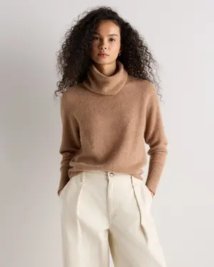 Quince Lightweight Baby Alpaca Turtleneck Sweater - Dune Camel