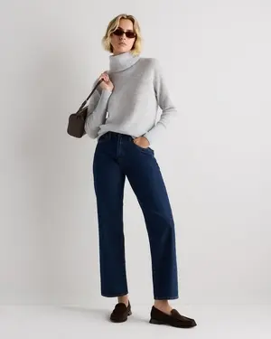Quince Lightweight Baby Alpaca Turtleneck Sweater - Mist Grey