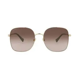Gucci Square-frame Metal Sunglasses /brown - Gold
