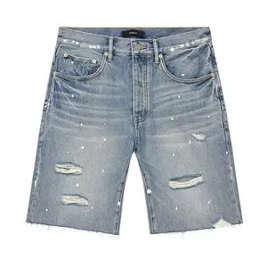 PURPLE BRAND P059 Painterly Rip Short 'light Indigo