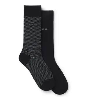 BOSS Two-pack Of Regular Length Logo Detail Socks - Dark Grey