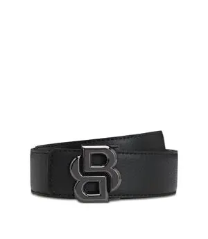 BOSS Reversible Italian Leather Belt With Double-b Monogram Buckle - Black
