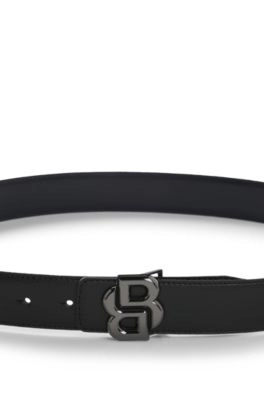BOSS Reversible Italian Leather Belt With Double-b Monogram Buckle