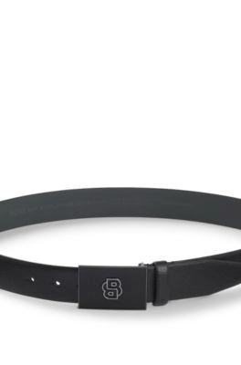 BOSS Double B Monogram Buckle Leather Belt
