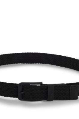 BOSS Woven Belt With Leather Trims And Logo Detail
