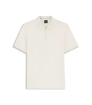 BOSS Regular-fit Polo With Zipper Closure - White