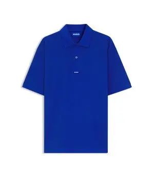 Hugo Cotton-piqué Polo Shirt With Blue Logo Badge - Light Blue