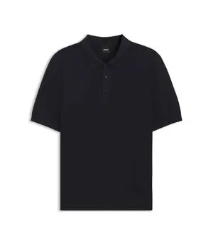 BOSS Regular-fit Knit Polo In Structured Fabric - Dark Blue