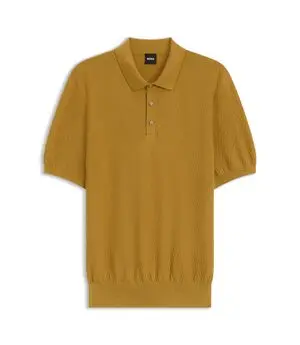 BOSS Regular-fit Knit Polo In Structured Fabric - Gold