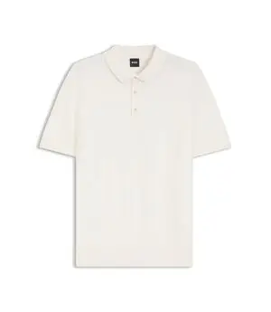 BOSS Regular-fit Knit Polo In Structured Fabric - White