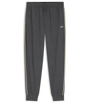 BOSS Pajama Pants In Stretch Cotton With Signature Side Stripes - Grey
