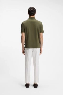 BOSS Mercerized-cotton Polo Shirt With Double B Monogram - Light Green