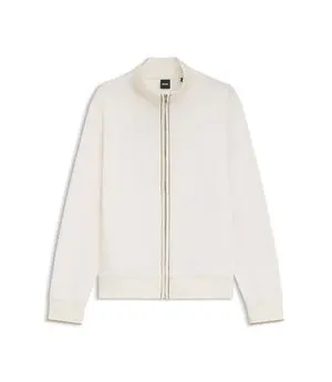 BOSS Cotton Sweatshirt With Zipper Neck - White