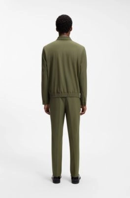 Hugo Slim-fit Wool-blend Poplin Jacket With Zip Closure