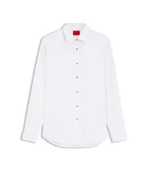 Hugo Slim-fit Shirt In Structured Cotton Poplin