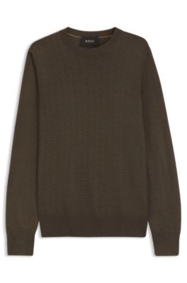 BOSS Silk Sweater With Jacquard Pattern