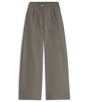 BOSS Wide-leg Cotton Denim Pants - Brown