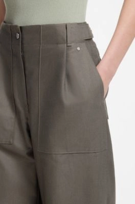 BOSS Wide-leg Cotton Denim Pants