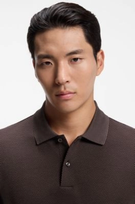 BOSS Knit Polo Shirt In Two-tone Cotton