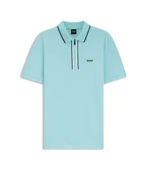 BOSS Active Slim-fit Polo Shirt In Moisture-wicking Stretch Cotton - Light Blue
