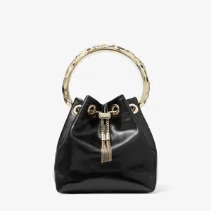 JIMMY CHOO Bon Bon Bucket Bag With Crystal Handle - Black/multi/gold