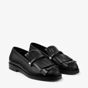 JIMMY CHOO Leather Eska Loafers With Fringed Detail - Black