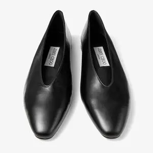 JIMMY CHOO Margot Soft Shiny Biker Leather Flats
